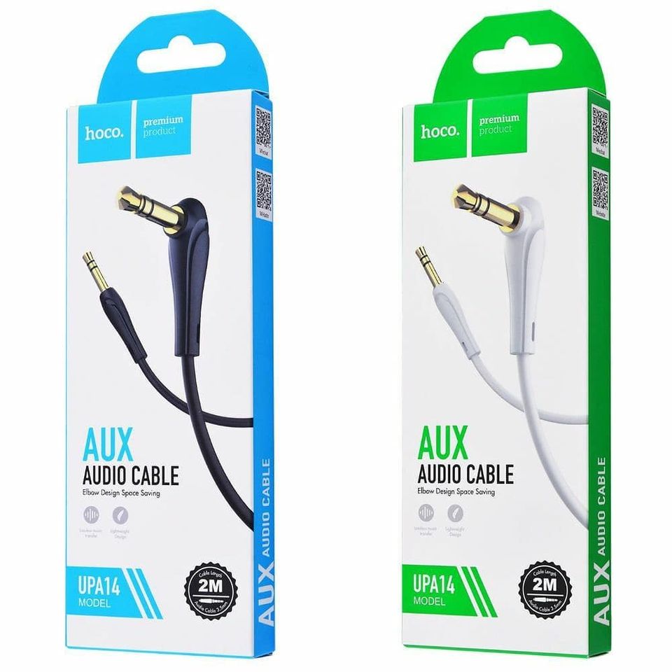 Hoco Cable 3.5mm to 3.5mm “UPA14” Audio AUX | 2m | Grey & Black | Azha Pasa | Azha Pasa