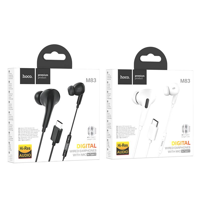 Hoco M83 Type-C Original Series Digital Earphones | White and Black ...