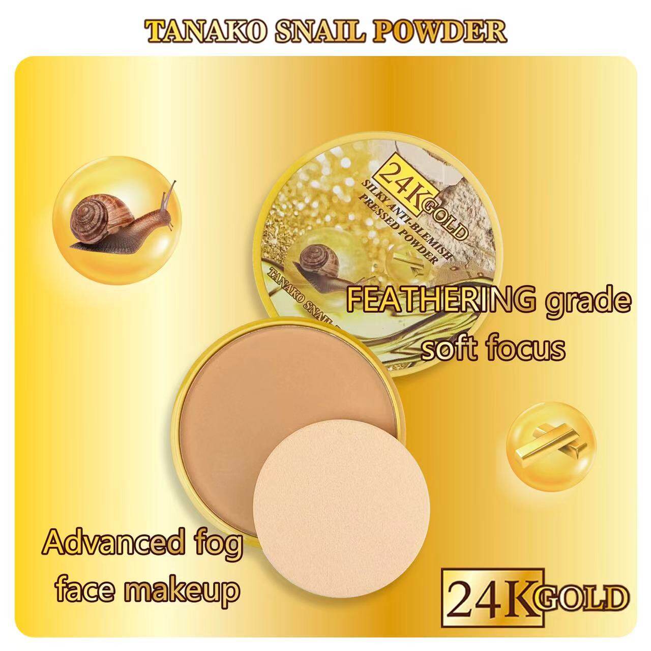 Tanako Snail Powder 24k Gold Silky Anti-Blemish Pressed Powder, 20g ...