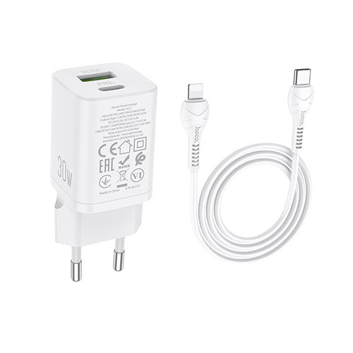 Hoco Wall charger “N13 Bright” PD30W + QC3.0 EU set with cable | Azha Pasa | Azha Pasa